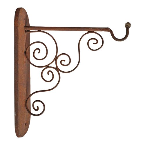 Vintage Iron Rust Scroll Wall Bracket for sale at Pamono