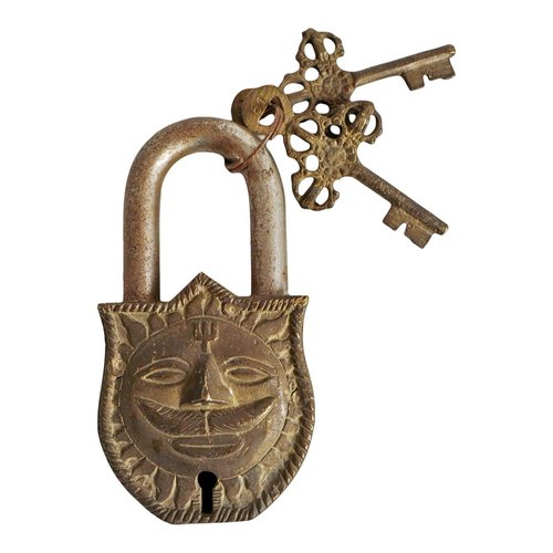 Vintage Brass India Sun & Om Lock for sale at Pamono