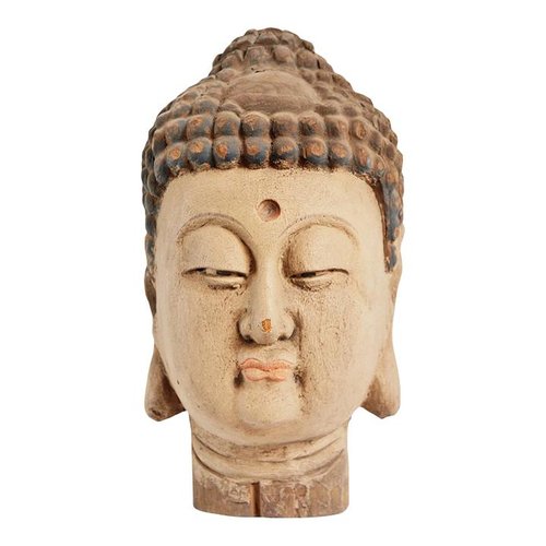 Antique Wooden Buddha Head for sale at Pamono