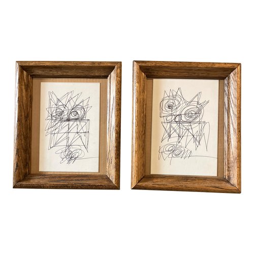Wayne Cunningham, Abstract Compositions, 1980s, Ink Drawings on Paper ...