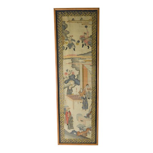 Chinesische Kesi- oder Kosu-Tafel mit Seidenstickerei, 19. Jh. bei ...