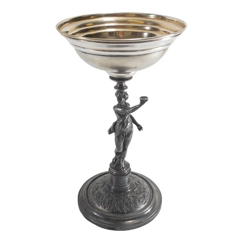 19th Century Victorian Silverplate and Sterling Silver Compote Toasting ...