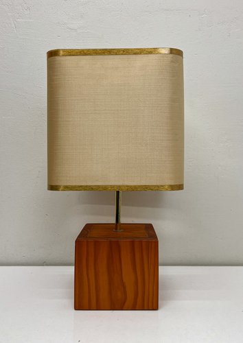 Mid-Century Teak Block Table Lamp Tarogo, Japan, 1980s for sale at Pamono
