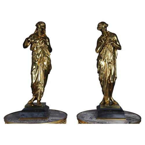 Large Antique Bronze Sculptures, 1800s, Set of 2 for sale at Pamono