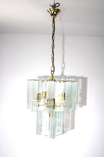 Lustre Orion avec Suspensions en Verre, Tiges et Panneaux en Verre ...