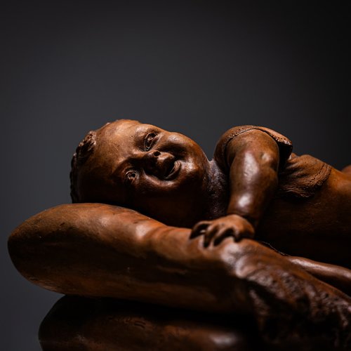 Reclining Infant in Terracotta by F. Sans for sale at Pamono