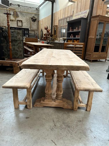 Alder Farmhouse Table and Benches 1950s Set of 3 for sale at Pamono