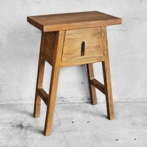 Antique Triangle-Shaped Wooden Nightstand for sale at Pamono