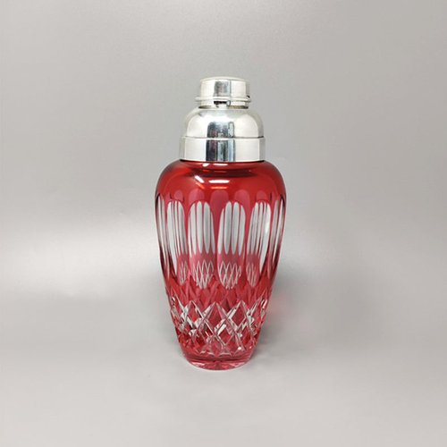 Red Bohemian Cut Crystal Glass Cocktail Shaker Italy 1960s For Sale At Pamono