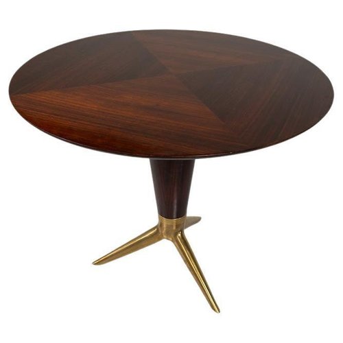 Mid-Century Modern Maple and Brass Round Gueridon attributed to I.S.A ...