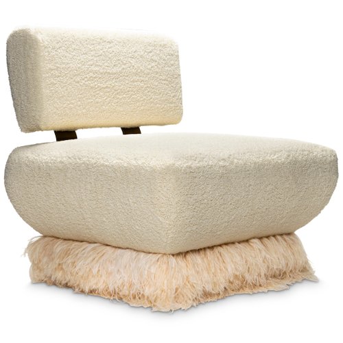 Ostrich Fluff Lounge Chair in Cream Boucle by Egg Designs for sale at ...