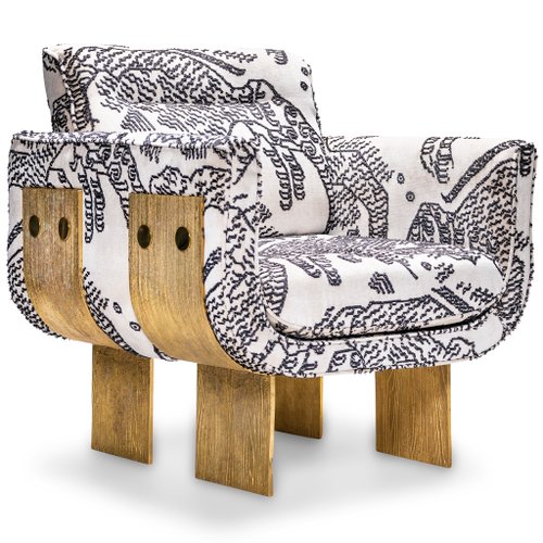 Tiger Velvet Lounge Chair with Cast Brass Legs by Egg Designs for sale ...