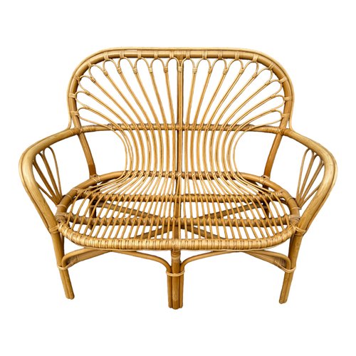 Canapé 2 Places en Rotin, Valencia, 1970s en vente sur Pamono