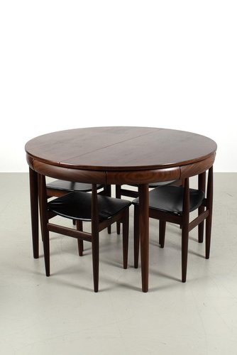 Vintage Pull-Out Table with Chairs by Hans Olsen, Set of 5 for sale at ...