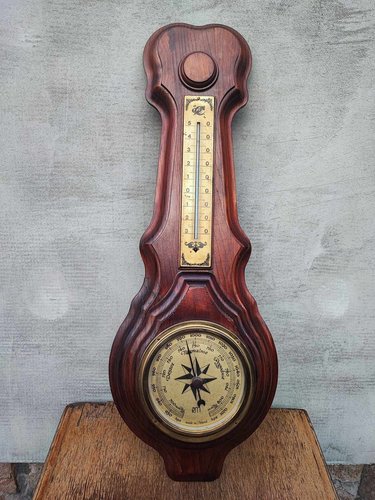 Vintage Wooden Barometer, Gdynia, 1970s for sale at Pamono
