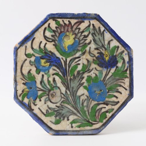 Antique Middle Eastern Qajar Dynasty Octagonal Pottery Tile, 19th ...