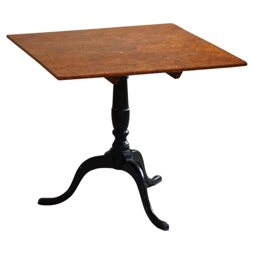 Antique Handcrafted Square Drop Leaf Table in Burl Wood, Sweden, 19th ...