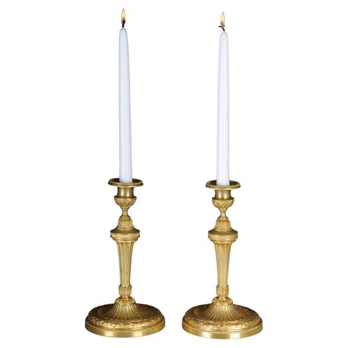 Antique French Empire Fire-Gilt Bronze Candlesticks, Set of 2 for sale ...