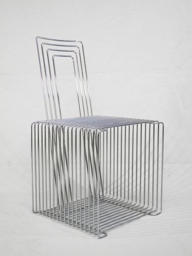 Set of Wire Cube Chairs with Insertable Backrests attributed to Verner ...