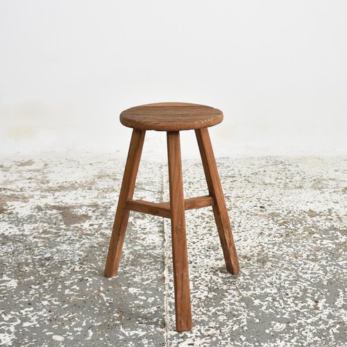 Rustic Round Top Stool, 1950s for sale at Pamono