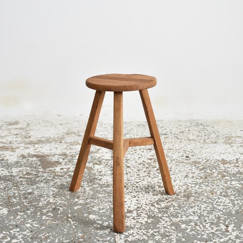 Rustic Round Top Stool, 1950s for sale at Pamono