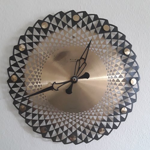 Vintage Round Wall Clock with Openwork Metal Dial from Weimar, 1970s ...