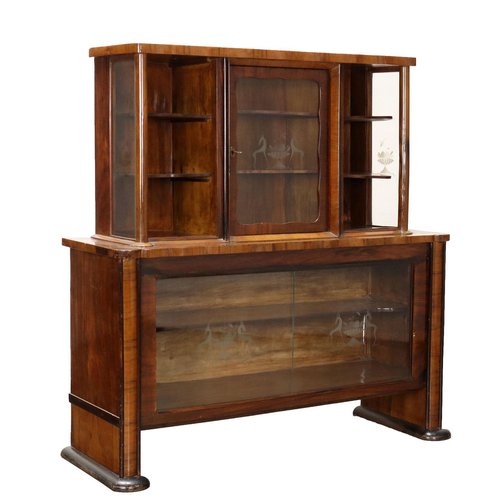 Vintage Showcase Walnut, Italy, 1930s for sale at Pamono