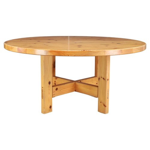Swedish Round Pine Table by Roland Wilhelmsson for Karl Andersson & Söner, 1970 for sale at Pamono