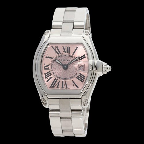 CARTIER W62043V3 Roadster SM Pink Ribbon Limited Watch Stainless Steel ...