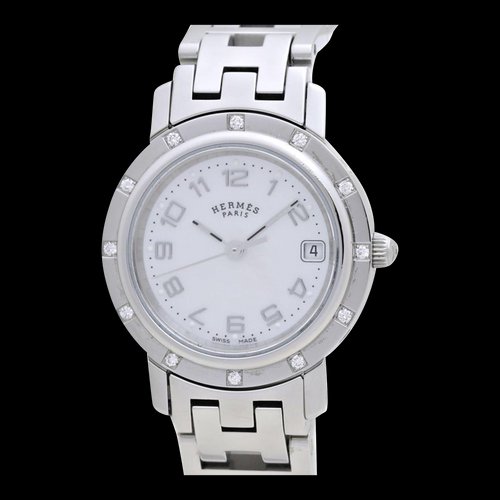 HERMES Clipper Nacre CL4.230.212 3821 Bezel 12P Diamond New Buckle ...