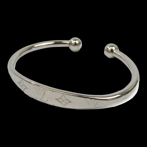 Jonc Monogram Metal Bangle in Silver by Louis Vuitton for sale at Pamono