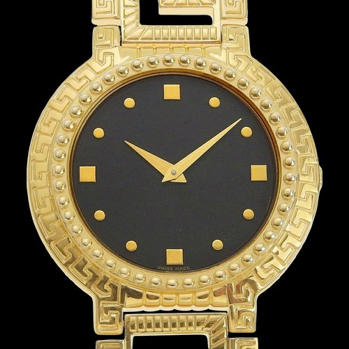 VERSACE Medusa Watch Coin 7008003 Gold Plated Swiss Made Quartz Analog ...