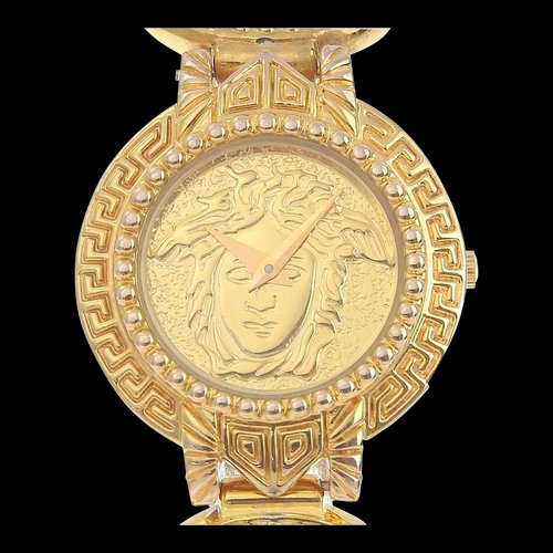 VERSACE Medusa Watch Coin 7008012 Gold Plated Quartz Analog Display ...