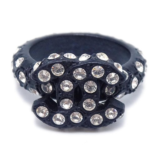 Crystal & Black Cc Ring from Chanel for sale at Pamono