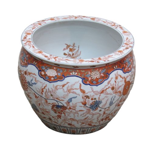 Vintage Chinese Porcelain Planter with Flowers for sale at Pamono
