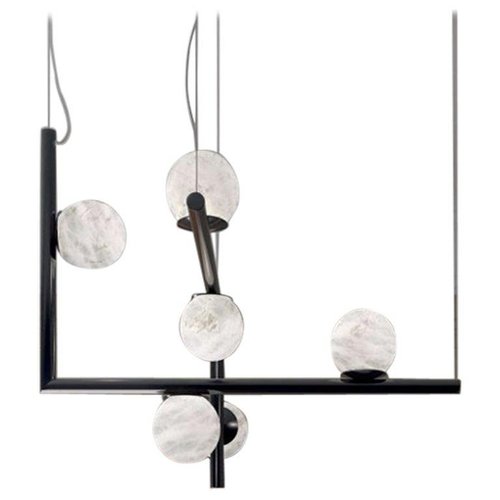 Ofione Double Shiny Black Metal Pendant Lamp by Alabastro Italiano for ...