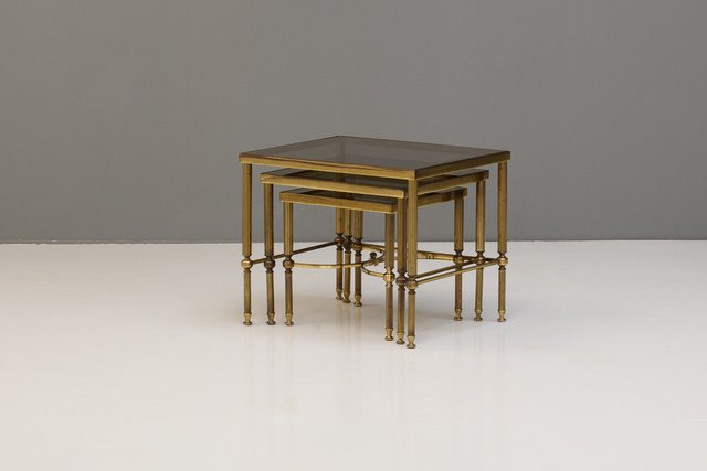 Brass Nesting Tables, 1950, Set of 3 for sale at Pamono