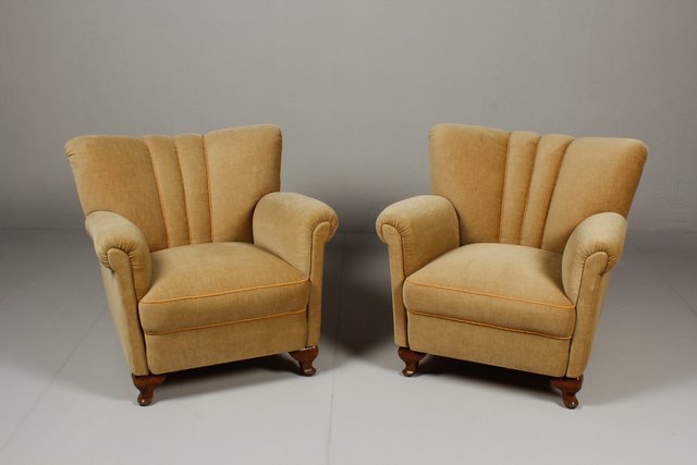 Art Deco Samtsessel, Deutschland, 1940er, 2er Set bei Pamono kaufen