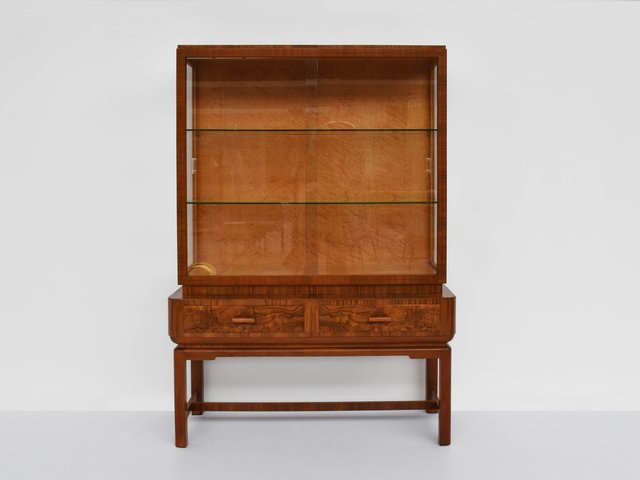 Austrian Early Art Deco Walnut Root Display Cabinet by Josef Frank ...
