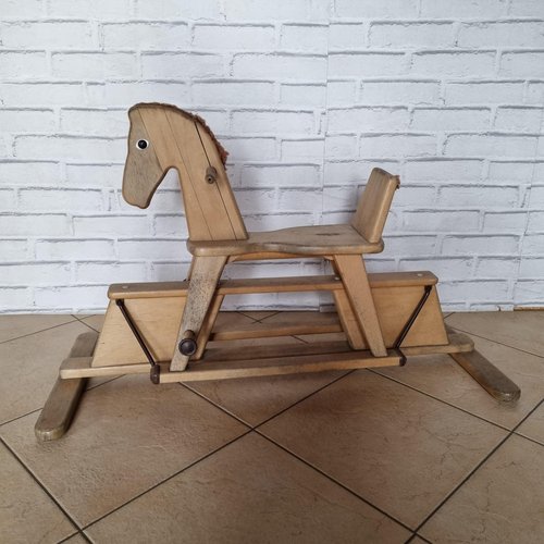 Brown Rocking Horse, 1970s for sale at Pamono