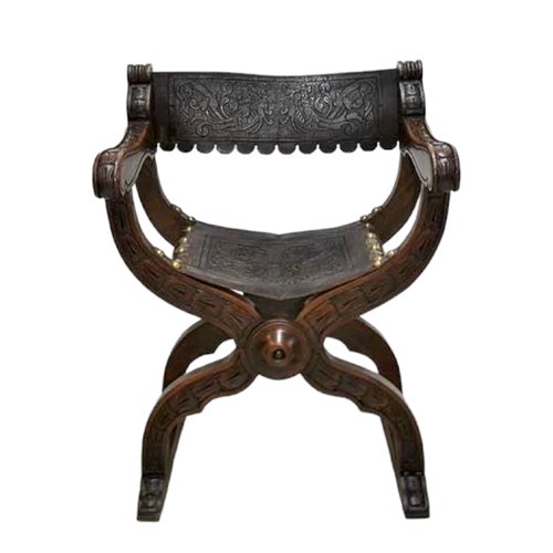 Spanish Wood and Leather Jamuga Armchair for sale at Pamono