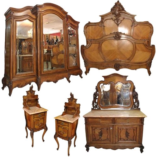 Antique Spanish Wardrobe, Dressing Commode, Nightstands and Headboard ...