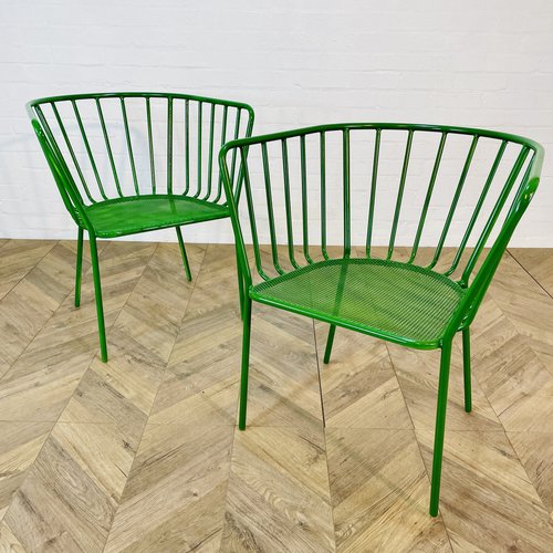 Vintage Italian Green Metal Chairs, 1970s, Set of 2 for sale at Pamono