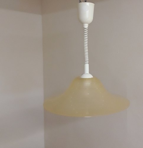 Vintage German Height Adjustable Ceiling Lamp with Striped, Tinted ...