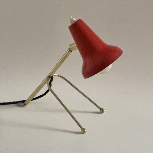 Vintage French Red Diabolo Cocotte Table or Wall Lamp with Tripod Base ...
