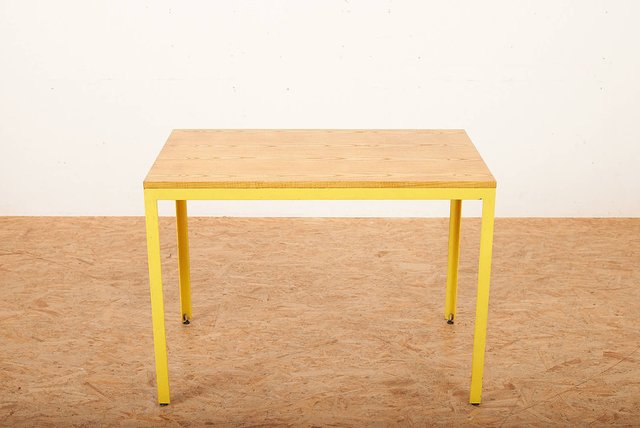 Yellow Kitchen Table in Steel and Ash Wood from Victoria Möbel, 1959 ...