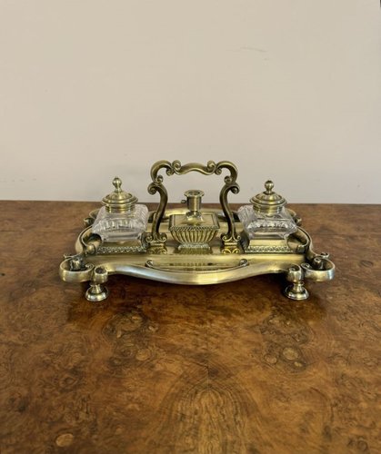 Antique Victorian Brass Desk Set, 1880 for sale at Pamono