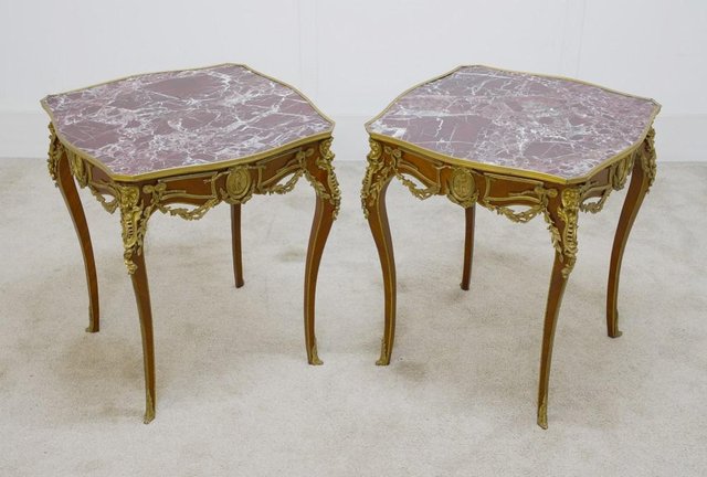Louis XVI Side Tables in Gilt Marble for sale at Pamono