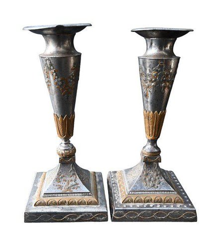 Antique Russian Candlesticks in Cut Steel Toula, Set of 2 for sale at ...