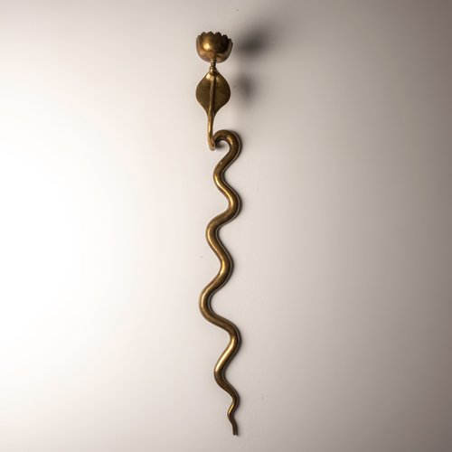 Large Italian Cobra Bronze Candleholder, 1970s for sale at Pamono